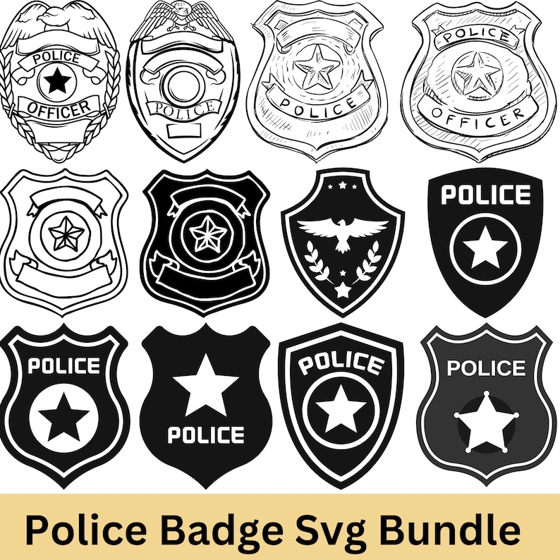 Police Badge Svg Bundle, Badge Silhouette, Security Badge Vector, Badge ...