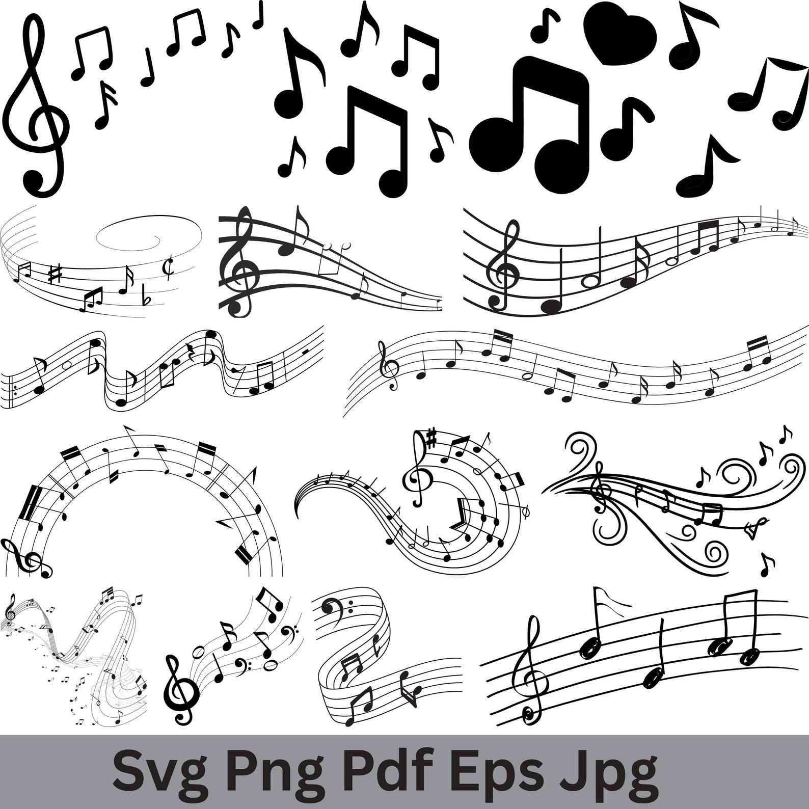 Music Notes Svg Bundle, Music Notes Cut Files for Cirut, Music Notes ...