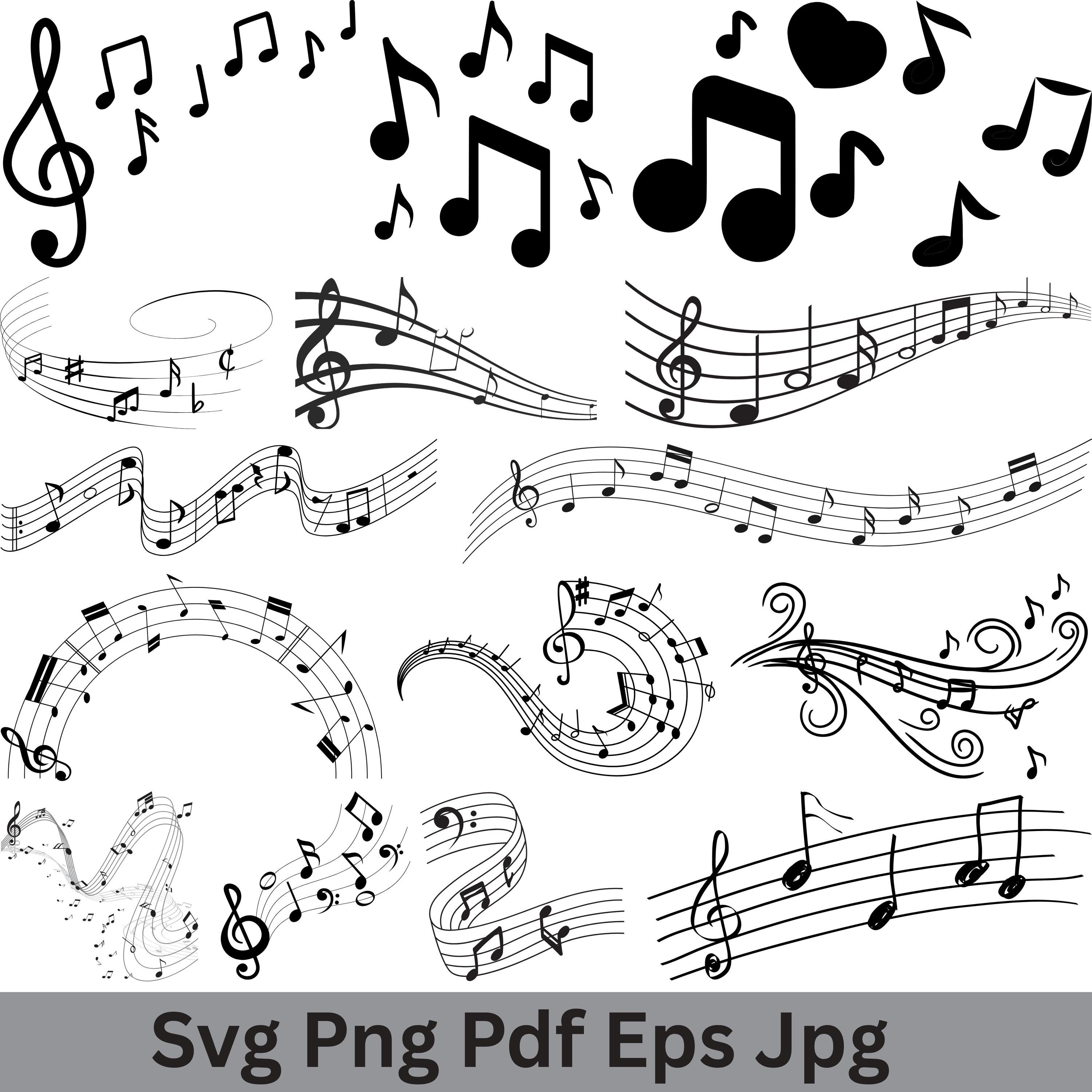 Music Notes Svg Bundle, Music Notes Cut Files for Cirut, Music Notes ...