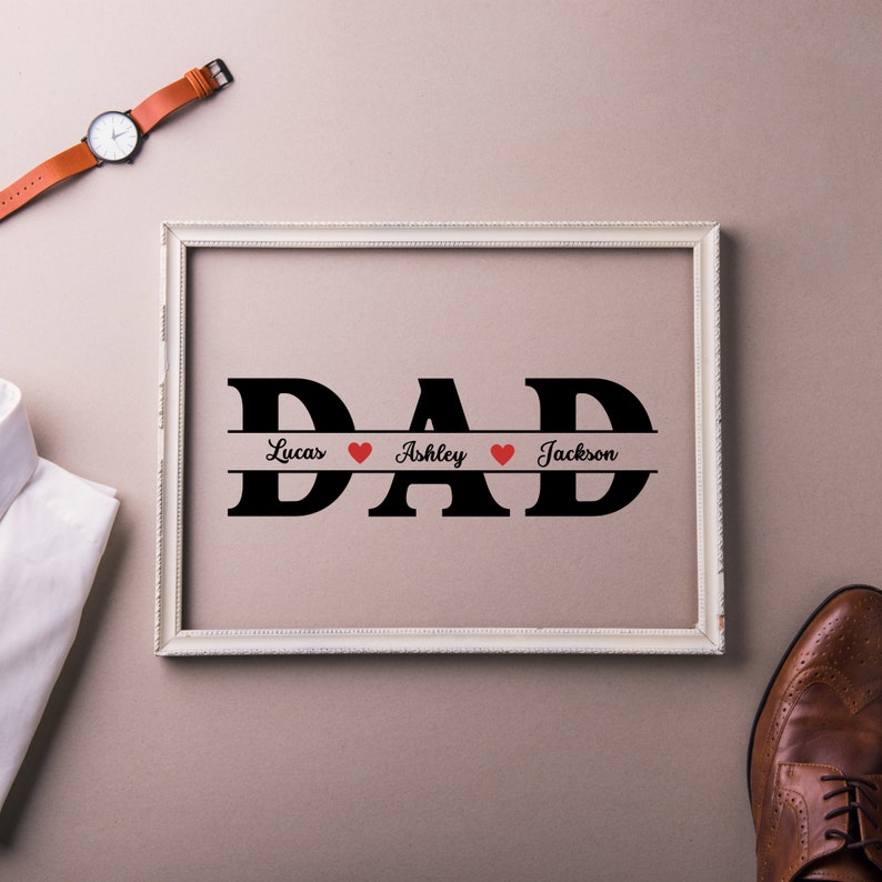 Dad Split Name Frame Svg, Dad Kid Names Svg, Papa Split Name Monogram ...