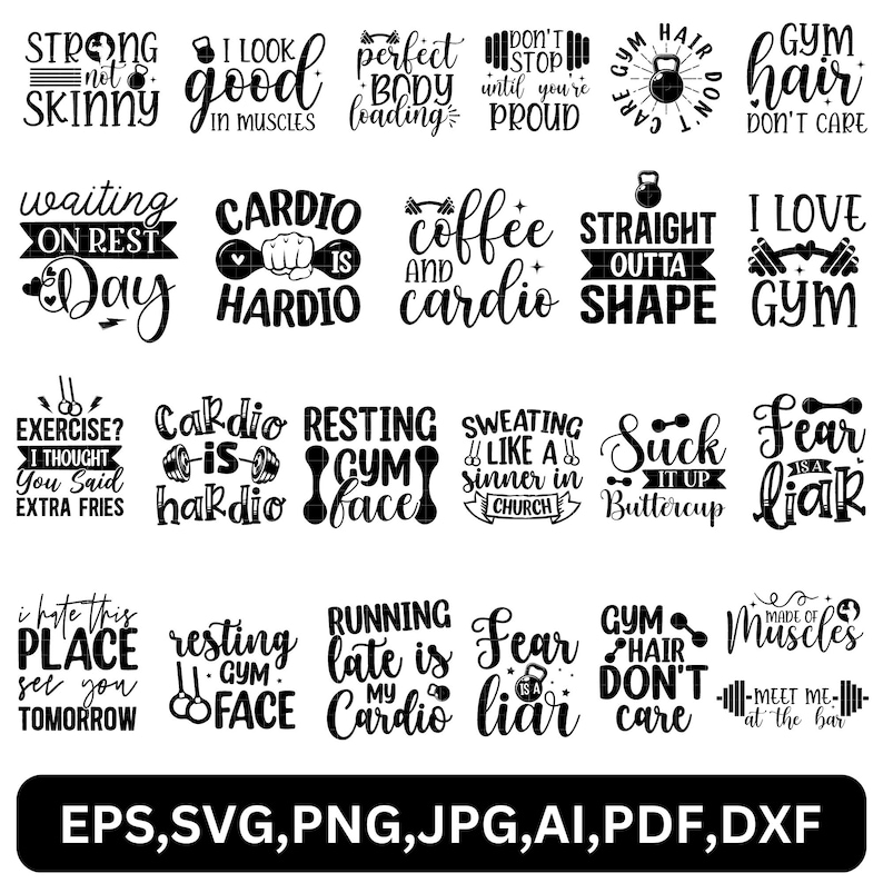 Gym Motivation Svg Bundle, Workout Svg Bundle, Fitness Svg, Exercise ...