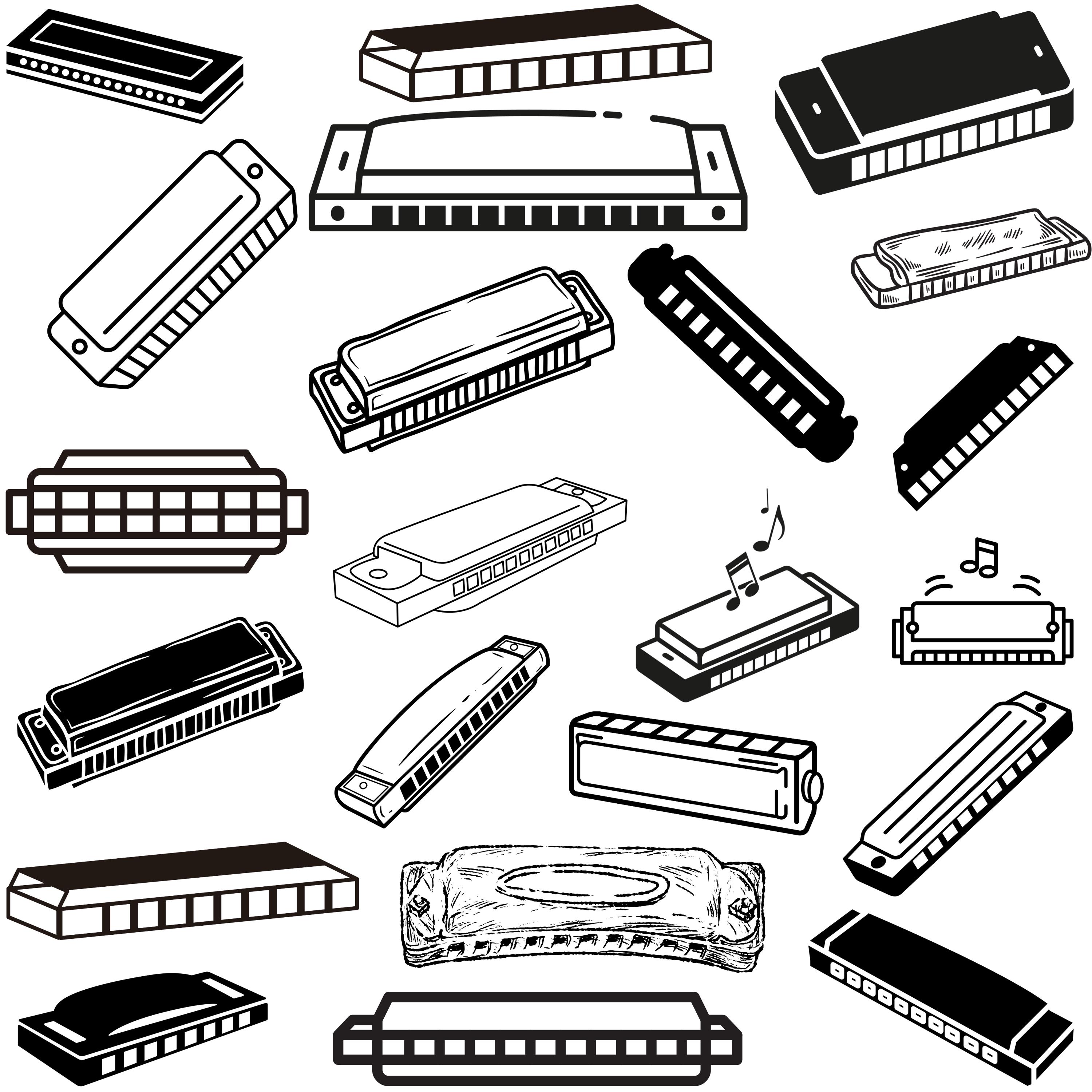 Harmonica Svg Bundle, Harmonica Clipart Png, Harmonica Outline ...