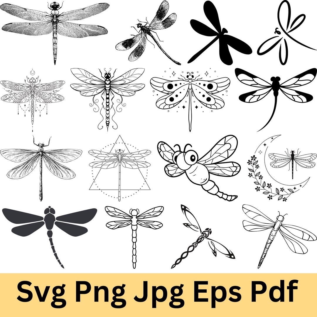 Dragonfly SVG Bundle, Dragonfly Clipart, Dragonfly Silhouette ...