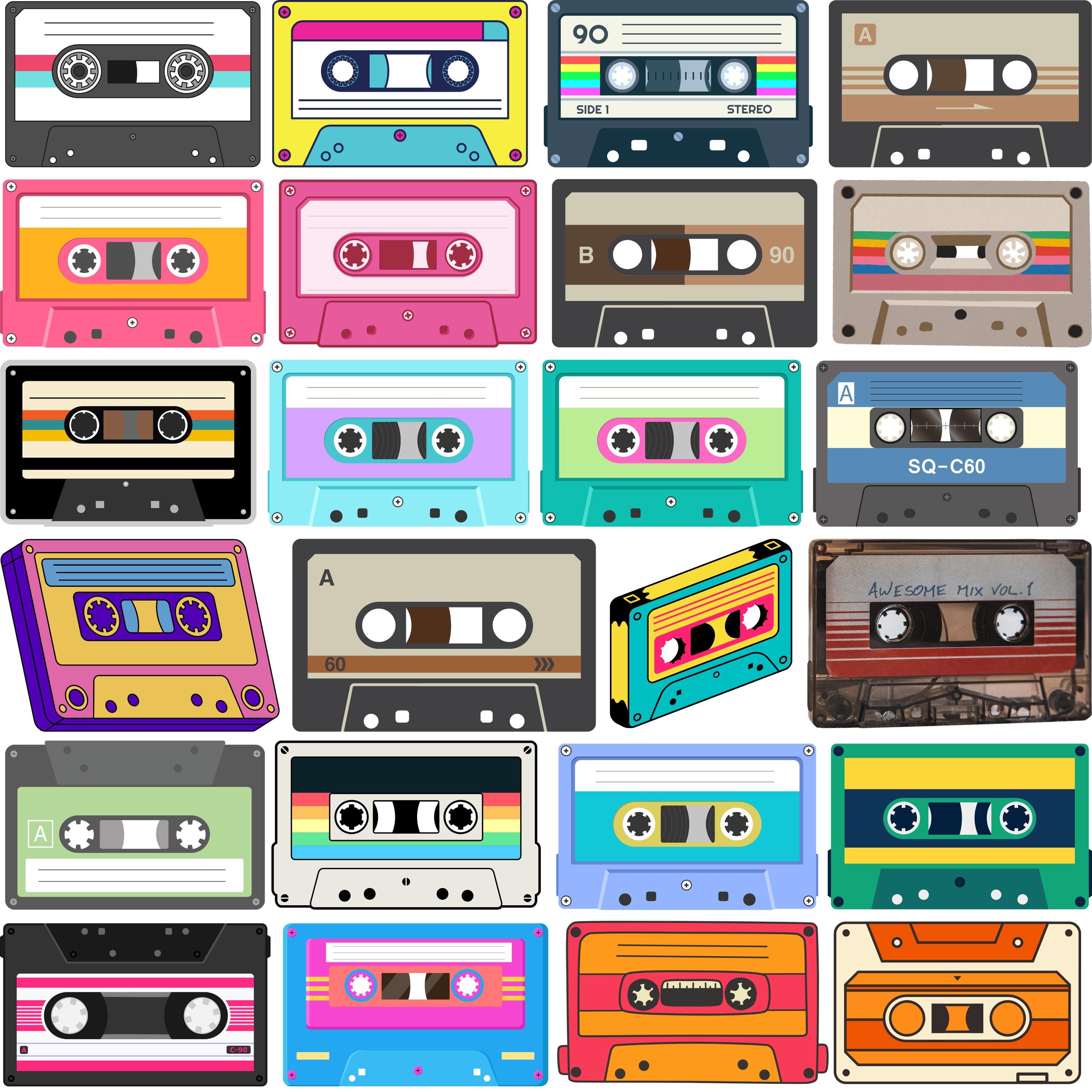 Cassette SVG Bundle, Audio Cassette Svg, Cassette Tape Svg, Retro ...