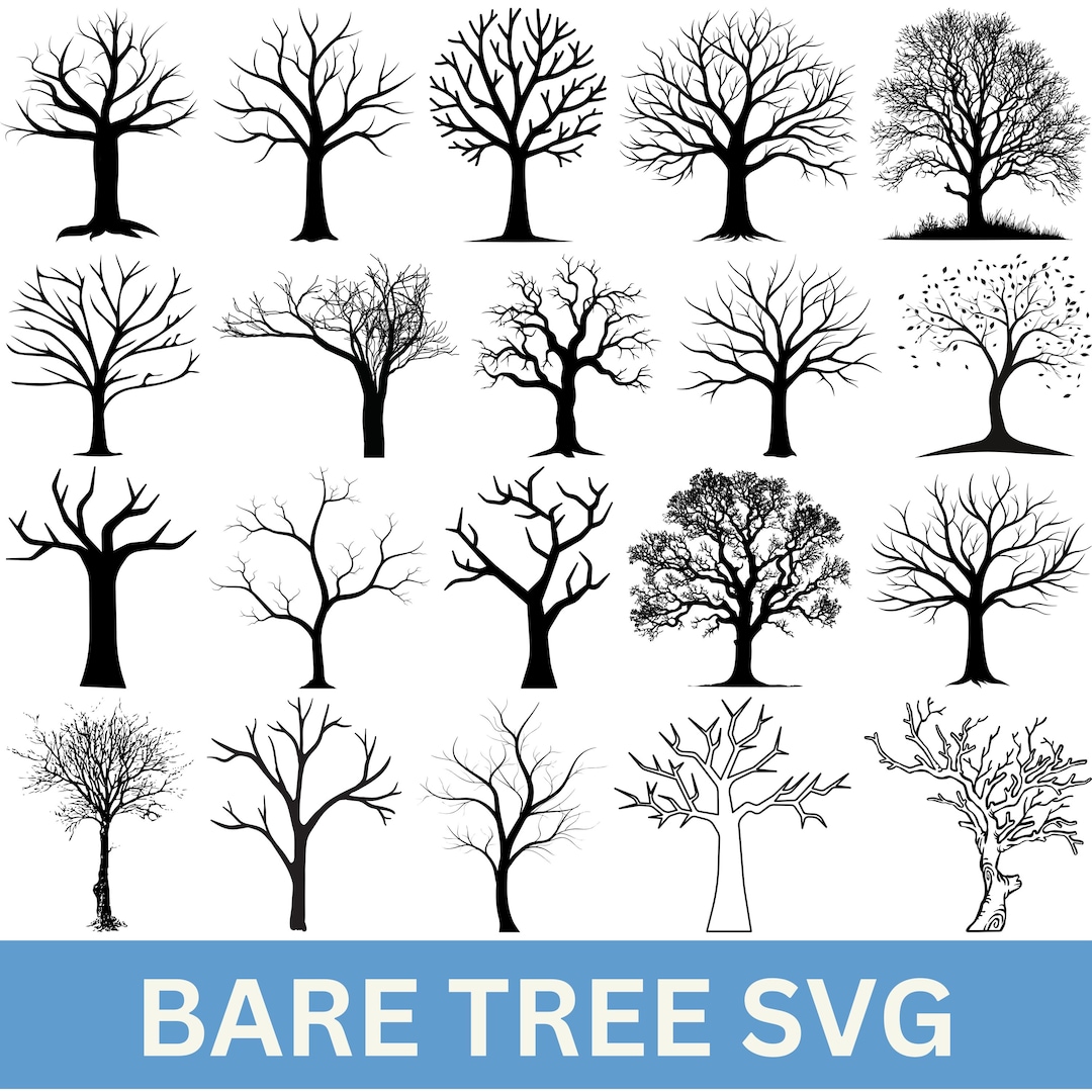 Bare Tree Svg Bundle, Leafless Tree Svg, Rustic Tree Svg, Tree Vector ...