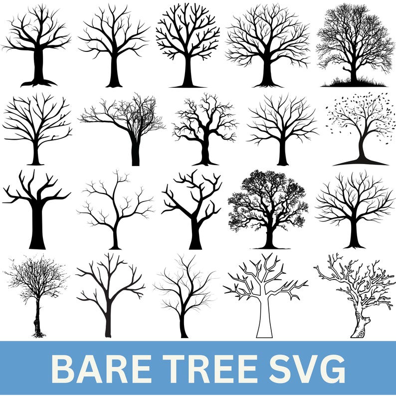 Bare Tree SVG Bundle, Leafless Silhouette Clipart (digital Download) - Etsy