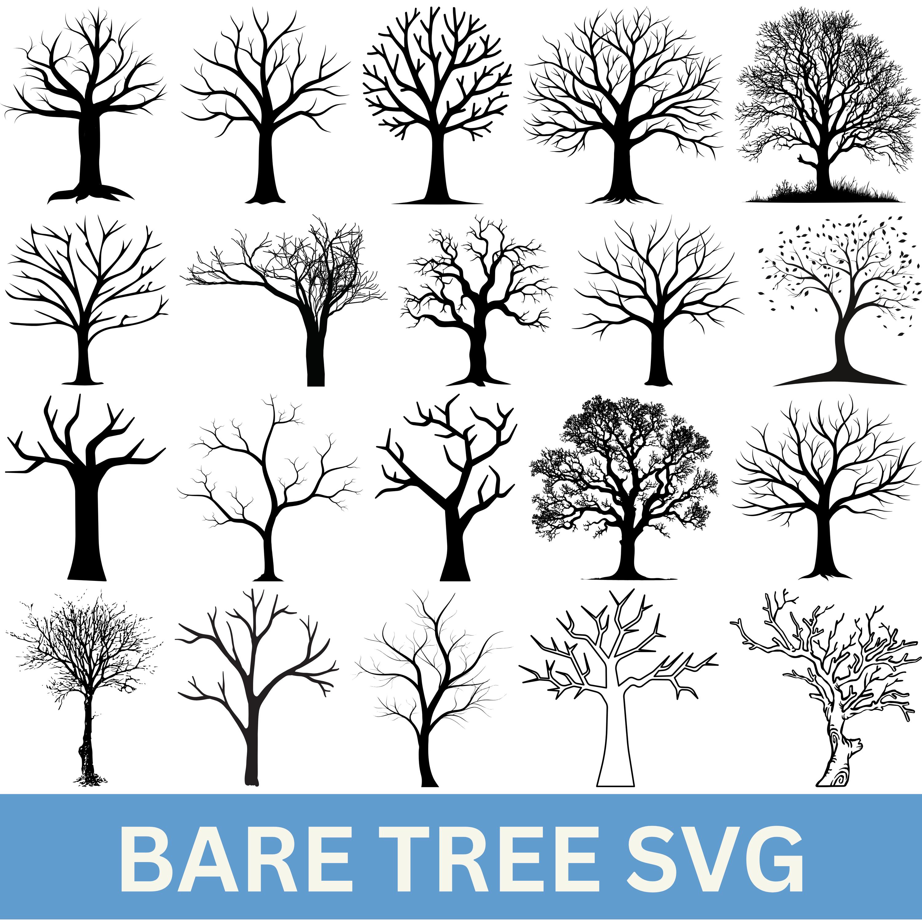 Bare Tree Svg Bundle, Leafless Tree Svg, Rustic Tree Svg, Tree Vector ...