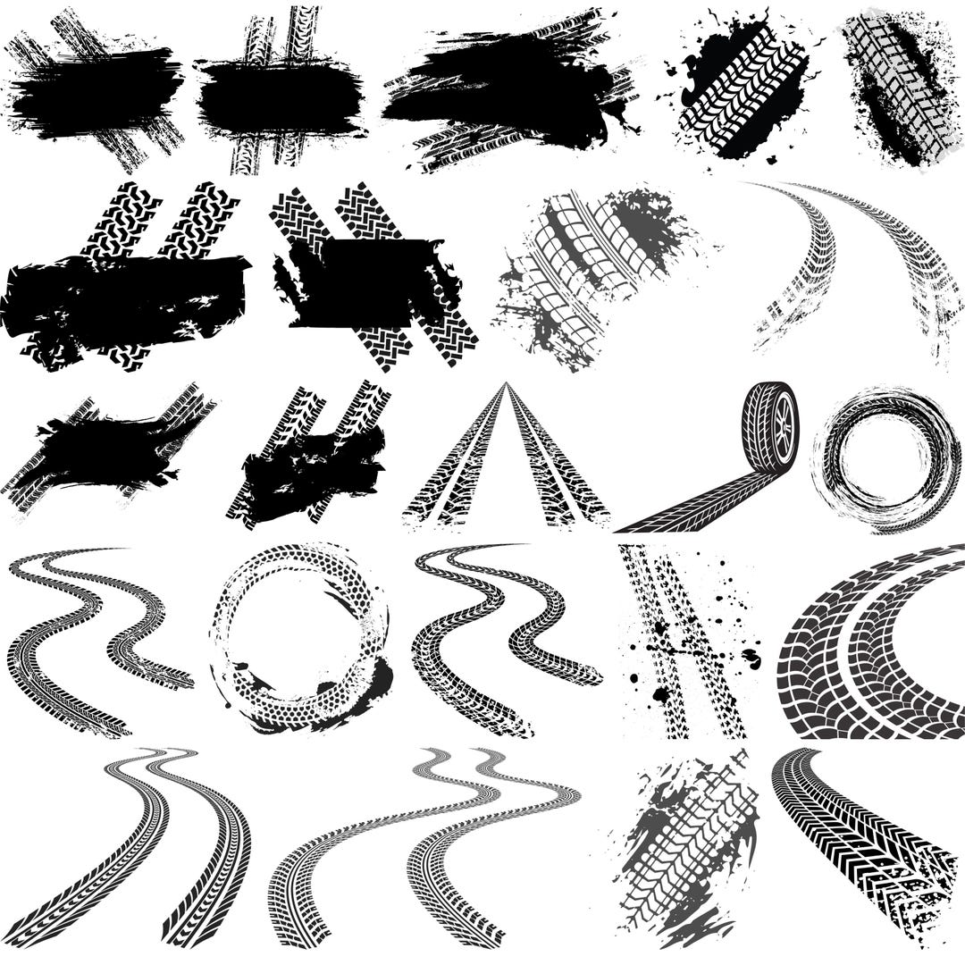Tire Tracks SVG Bundle, Track Vector, Tire Track Clipart, Dirt Marks ...