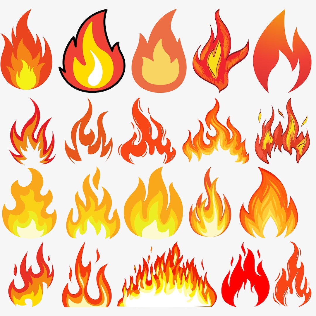 Fire Flame SVG Bundle, Flames Silhouette, Fire Flames Cut Files for ...