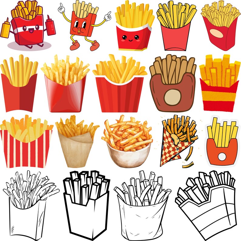 FRENCH FRIES SVG Bundle, French Fry Svg, French Fries Vector Files ...