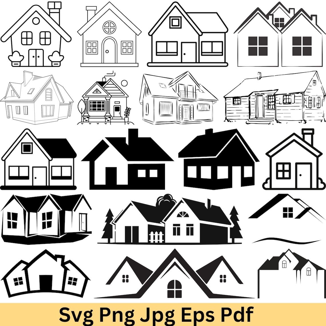 House Svg Bundle, House Outline Svg, Floral House SVG, House Clipart ...