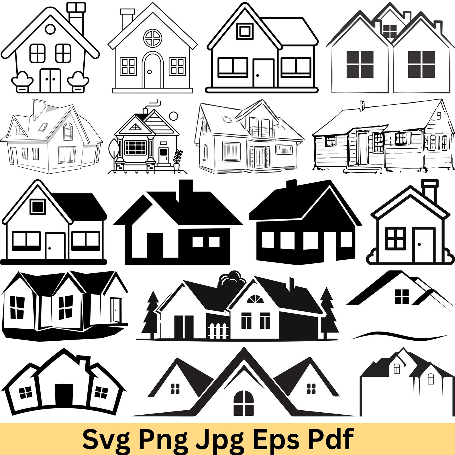 House Svg Bundle, House Outline Svg, Floral House SVG, House Clipart ...