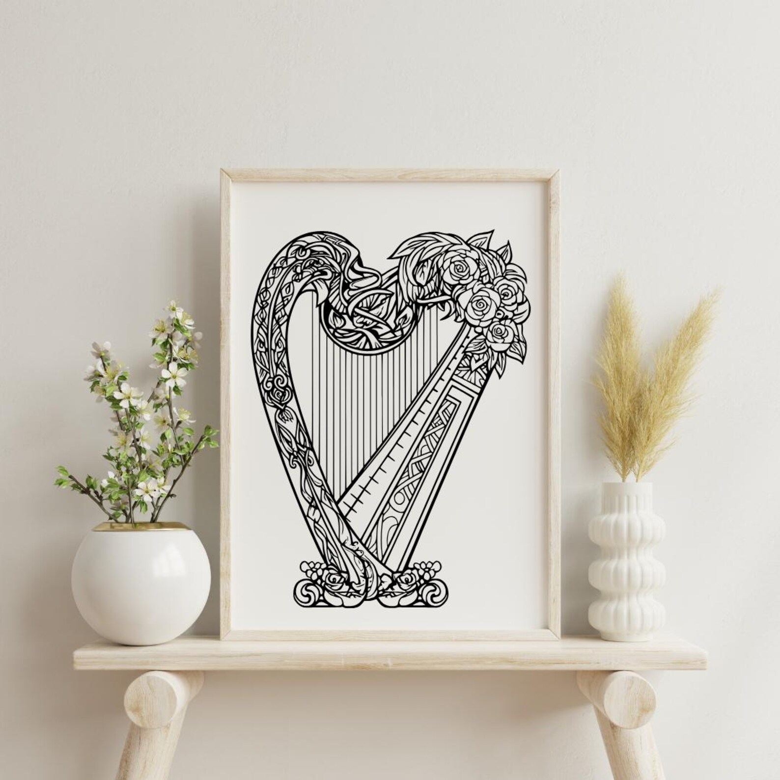 Harp SVG Bundle, Harp Cut Files for Cricut, Harp Vector, Harp Outline ...