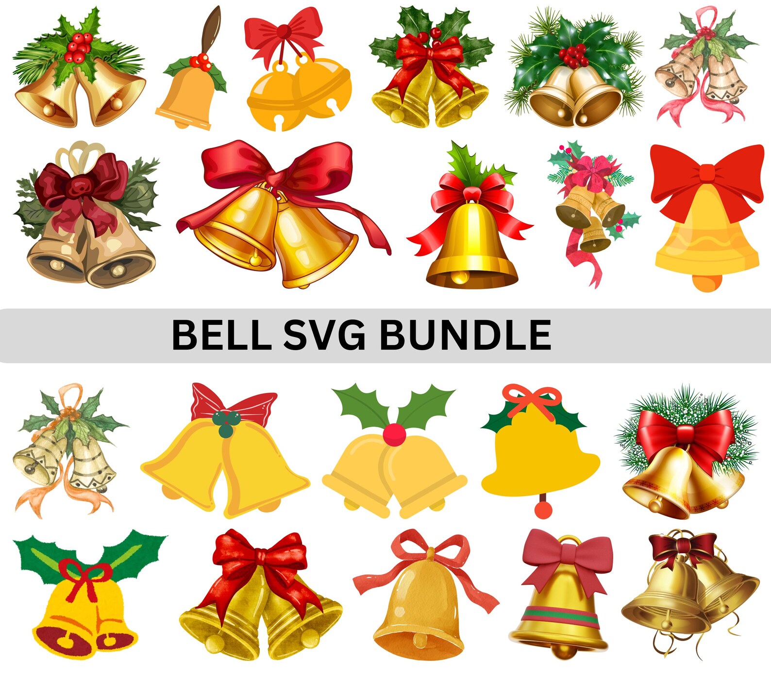 CHRISTMAS BELLS SVG, Jingle Bells Svg Bundle, Jingle Bells Silhouette ...