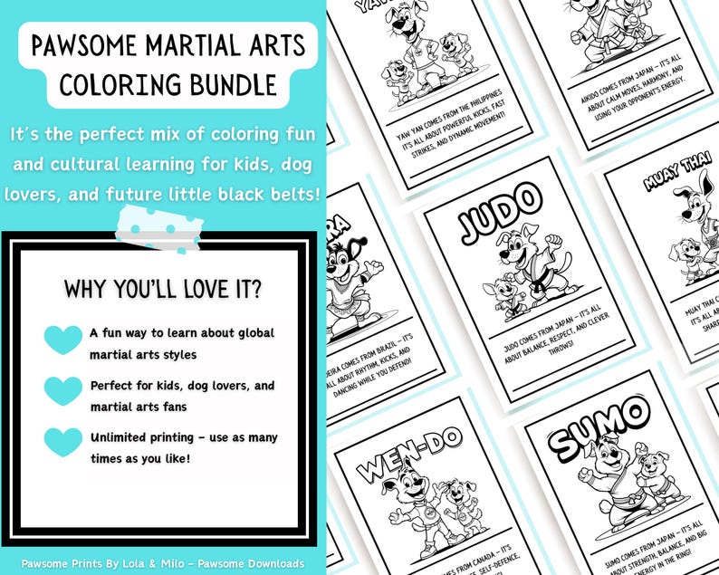 Dog Martial Arts Coloring Pages: 50 Fun Printables for Kids (PDF ...