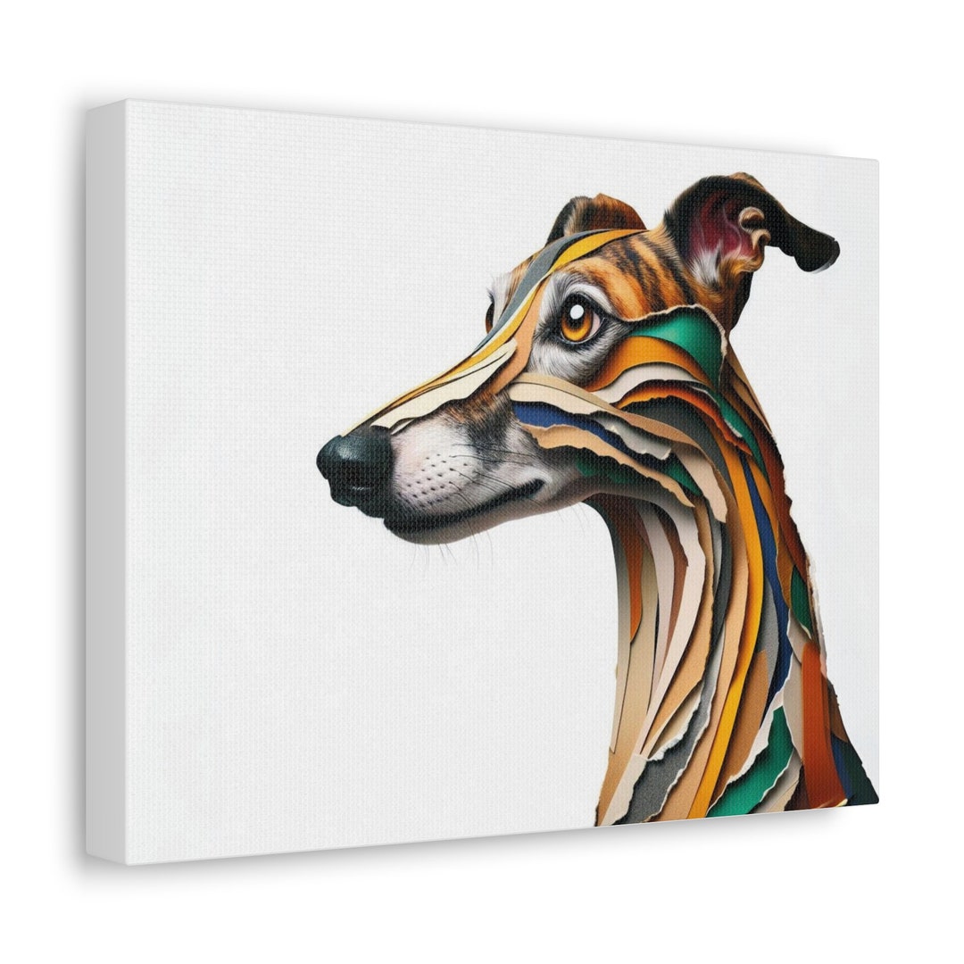 Canvas Wall Art Greyhound Torn Paper Collage Canvas Art Collection ...
