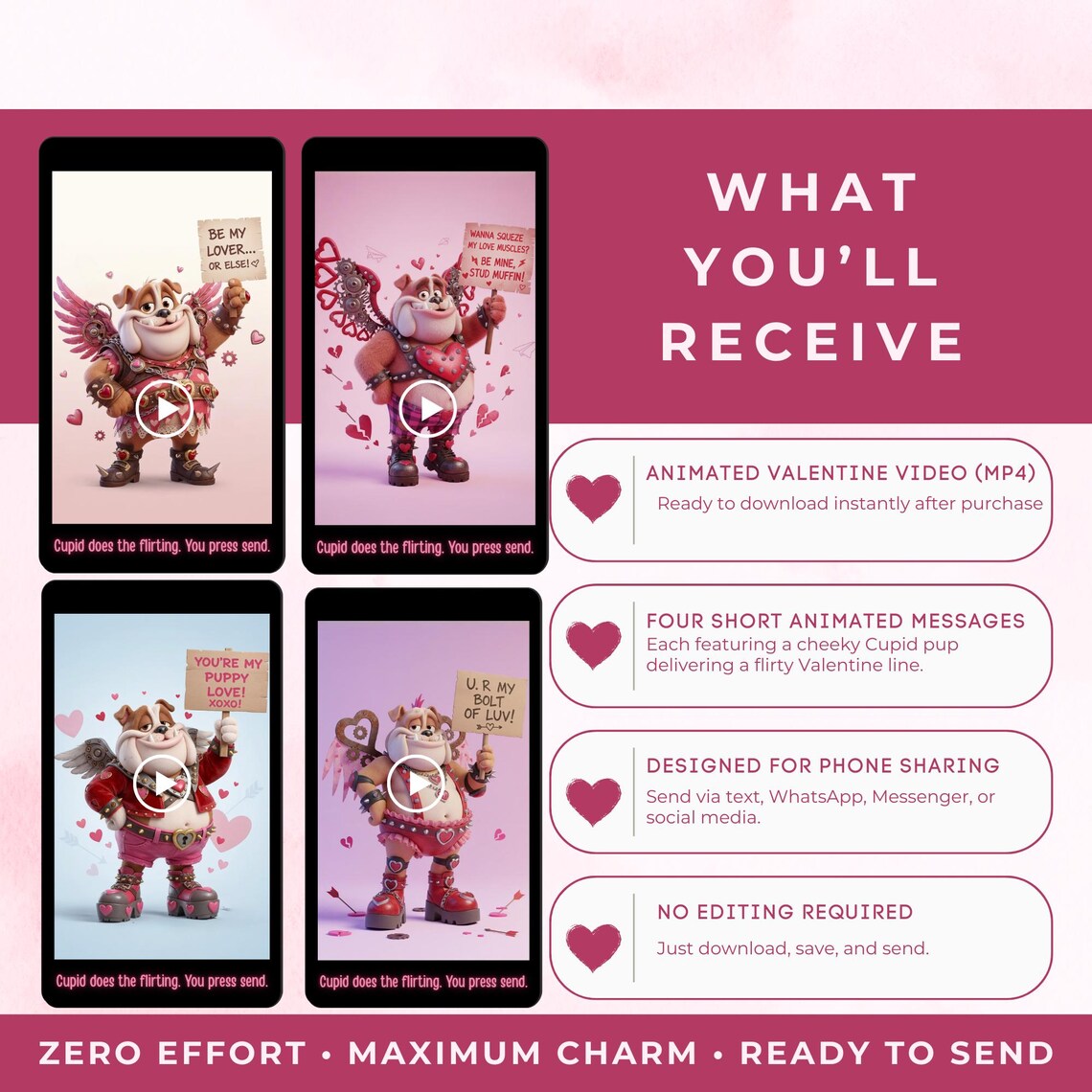 Cheeky Cupid Pups Valentine Messages | Funny Animated Dog Valentines ...