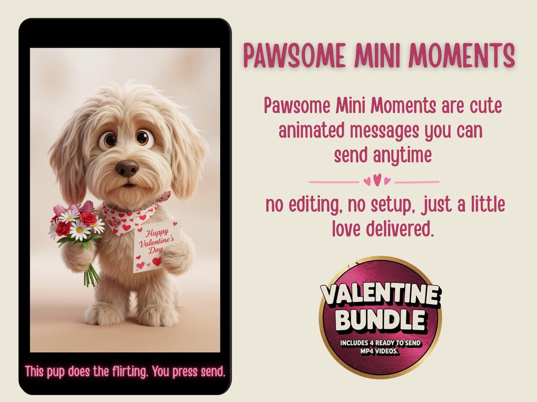 Animated Valentine E-cards | Cute Dog Love Card Bundle | Editable Canva ...