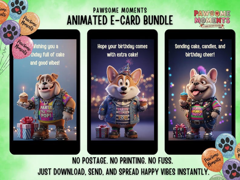 Animated Birthday E-cards | 3-card Bundle | Ready-to-send MP4 ...