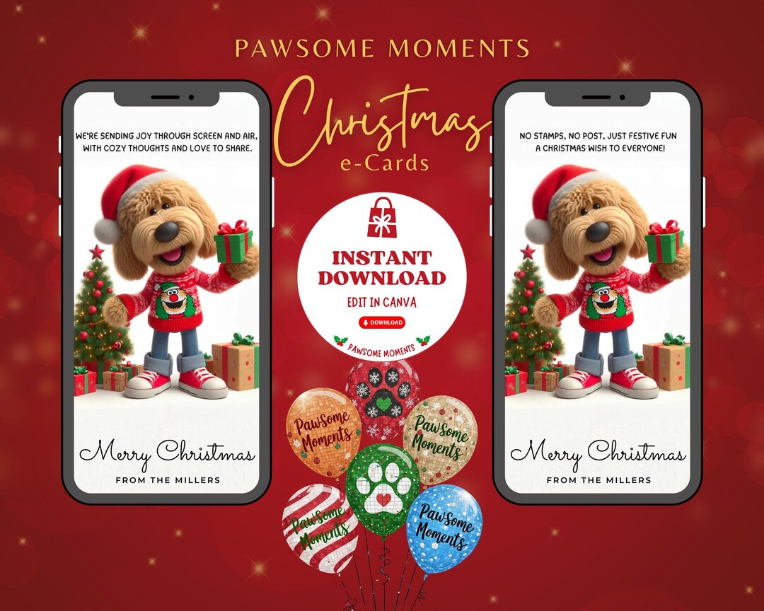 Editable Christmas E-card Video | Digital Holiday Greeting Canva ...