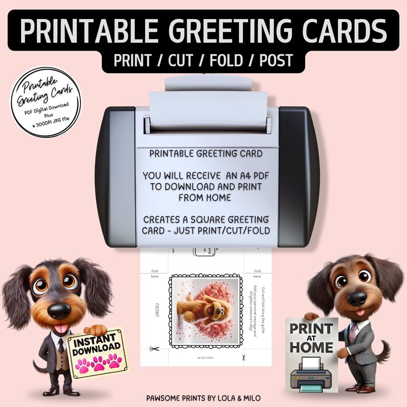 Shaggy Dog Valentine's Day Card: Printable Greeting Card (digital ...