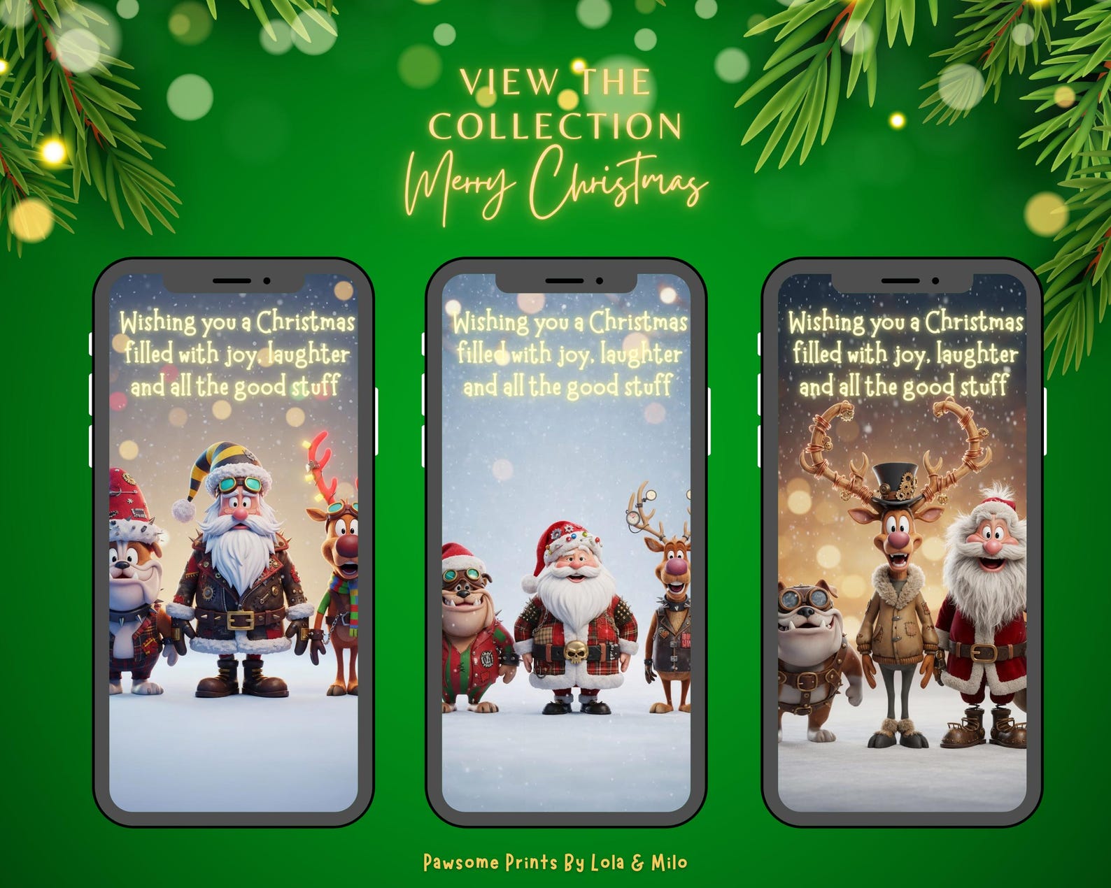Funny Christmas Animated Ecard With Music | Bulldog Santa Reindeer ...