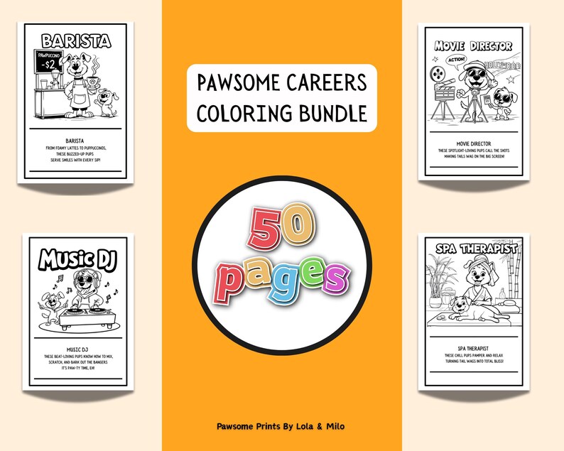 Funny Dog Coloring Pages: 50 Pawsome Career Printables (digital ...