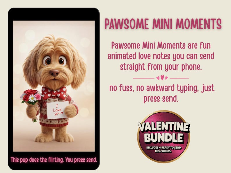 Animated Valentine E-cards | Cute Dog Love Card Bundle | Editable Canva ...