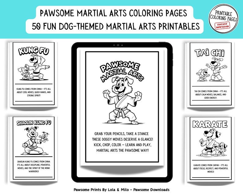 Dog Martial Arts Coloring Pages: 50 Fun Printables for Kids (PDF ...
