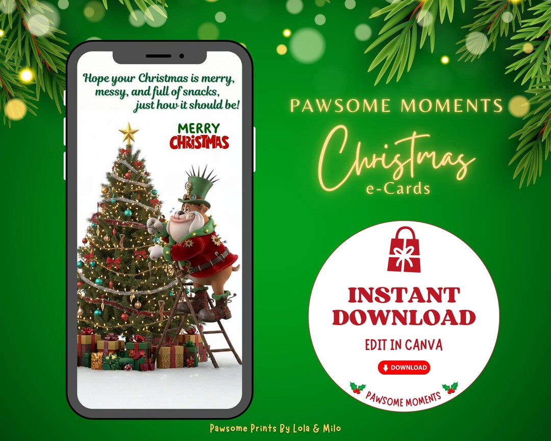 Animated Merry Messy Christmas E-card | Editable Canva Template + Ready ...