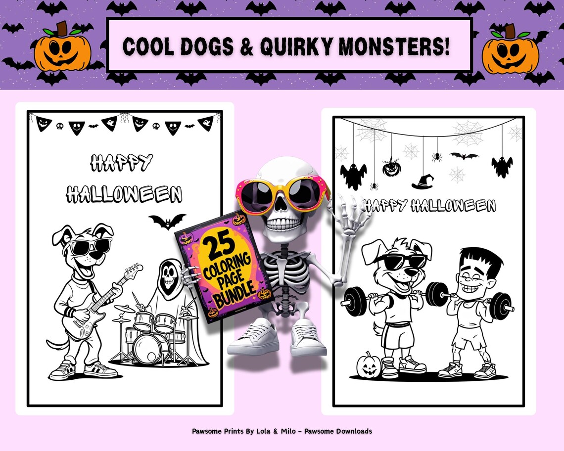 Funny Dog Coloring Pages: 25 Pawsome Halloween Printables (digital ...