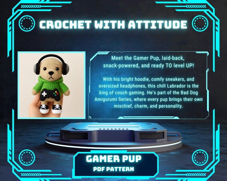 Gamer Pup Crochet Pattern: Amigurumi Dog With Hoodie and Controller ...