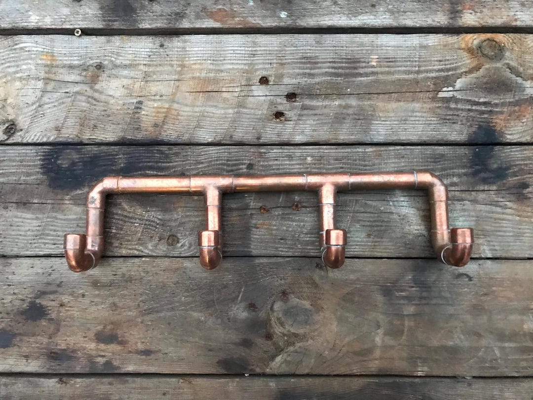 4 Hook Copper Pipe Coat Hooks Clothes Rack Holder Bespoke Soldered ...