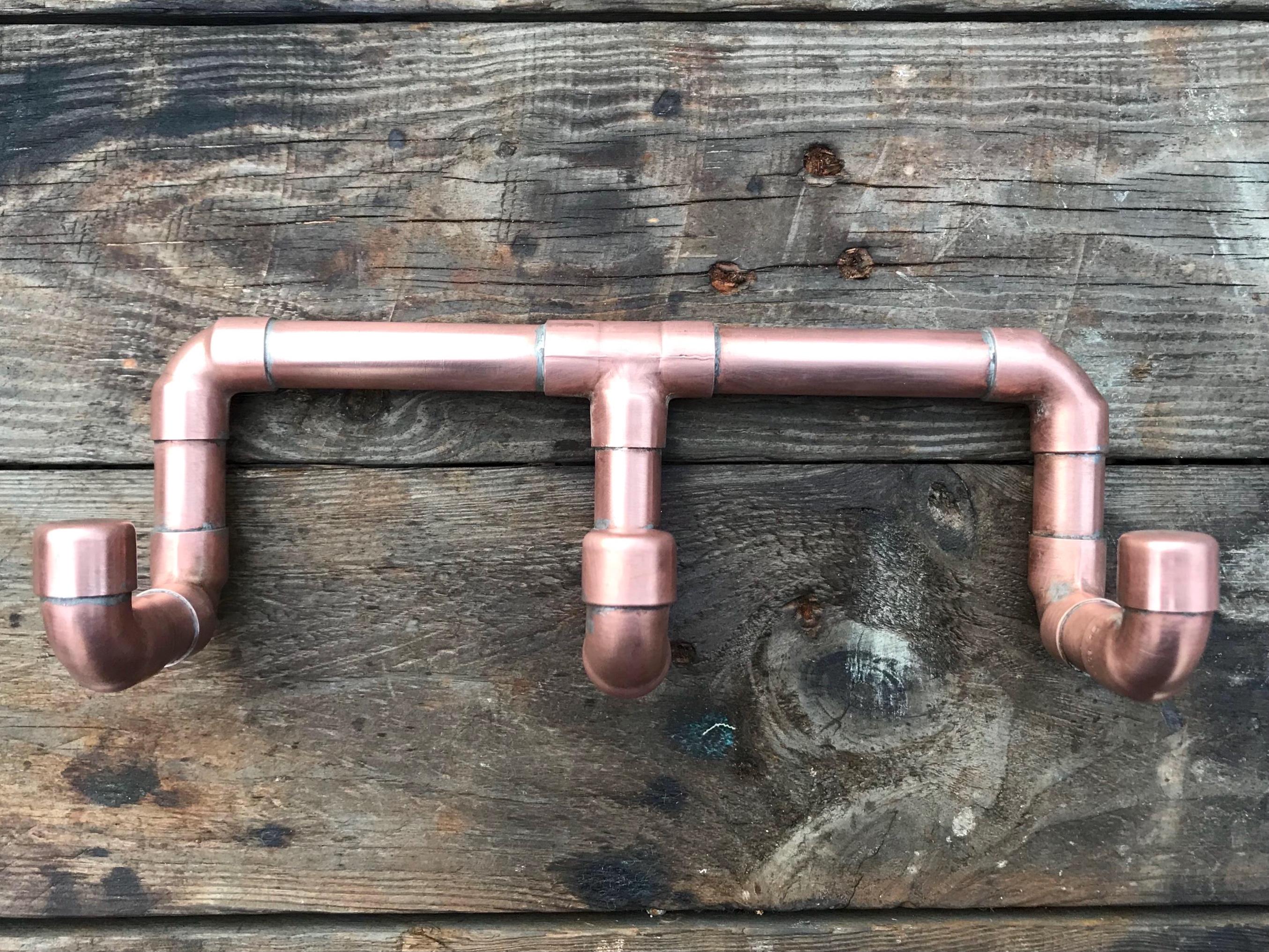 Handcrafted & Soldered 3 Triple Hook Copper Pipe Coat Hooks Clothes ...