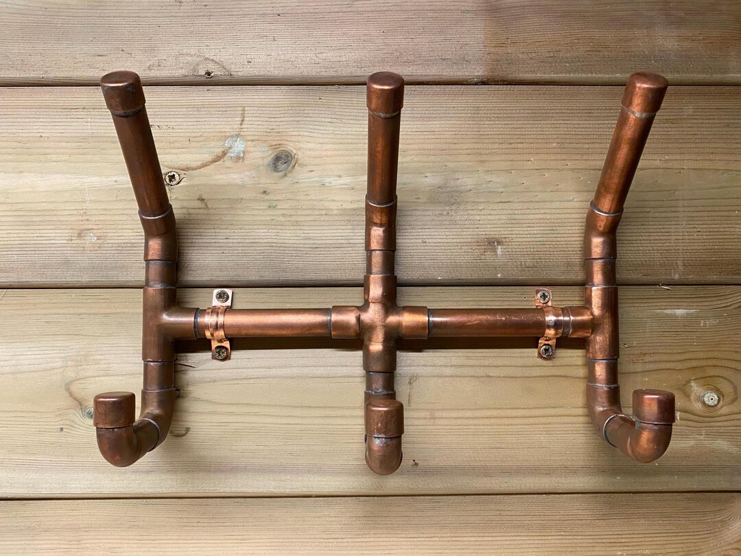 3 Triple Hook Copper Pipe Coat Hooks Clothes Hanger Coat Rack Rail ...