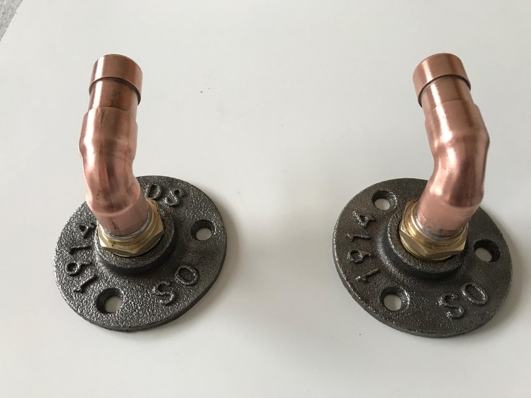 Handcrafted & Soldered Copper Pipe Coat Hooks Cast Iron Flange ...