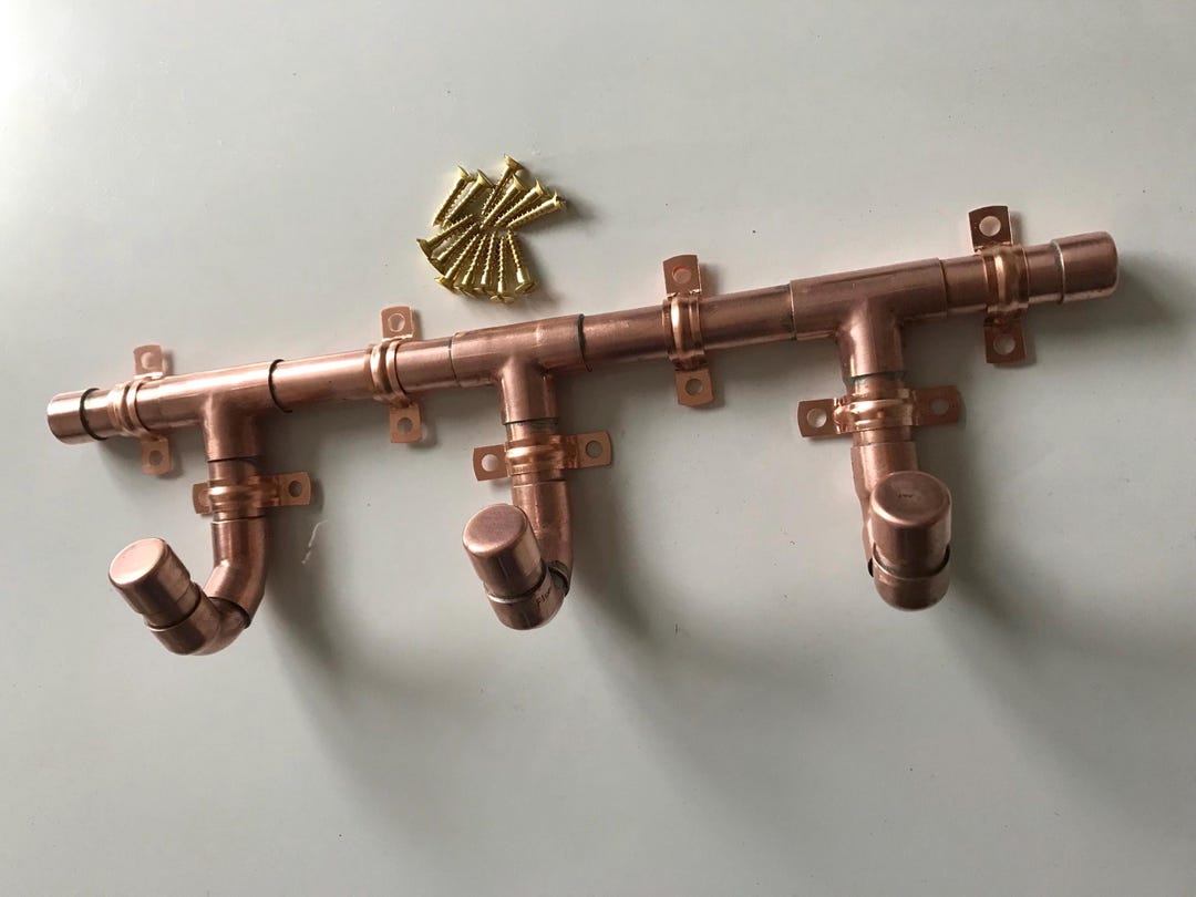 Handcrafted & Soldered 3 Triple Hook Copper Pipe Coat Hooks Clothes ...