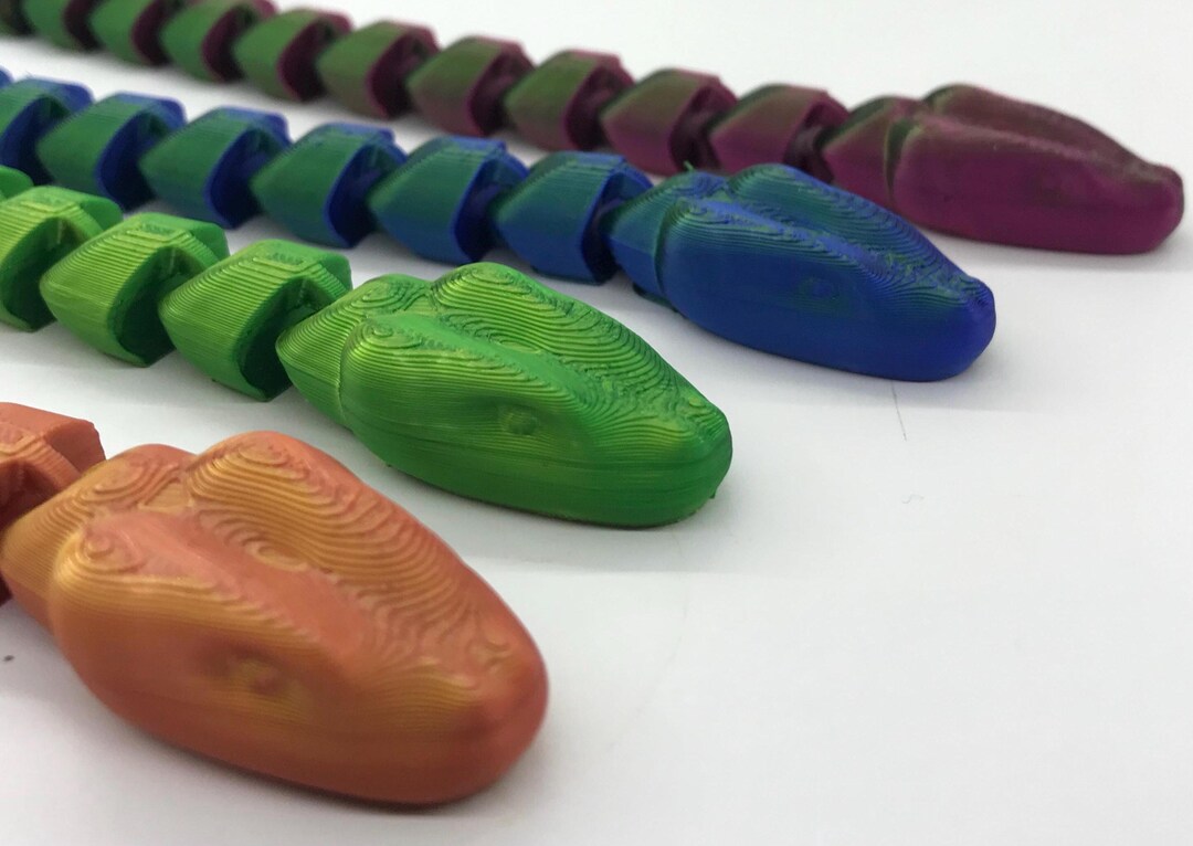 Articulated Snake Reptile Soft Flexi Toy Fidget Stress Relief Toy Dual ...