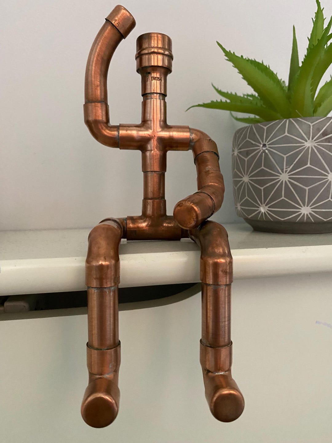 Handcrafted and Soldered Copper Pipe Man Lady Person Figurine Ornament ...