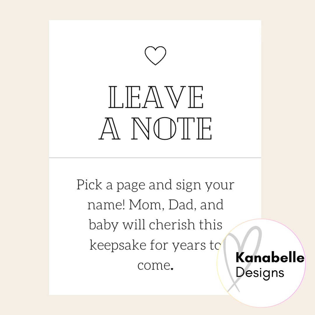 Printable Baby Shower Guest Book Instruction - Etsy