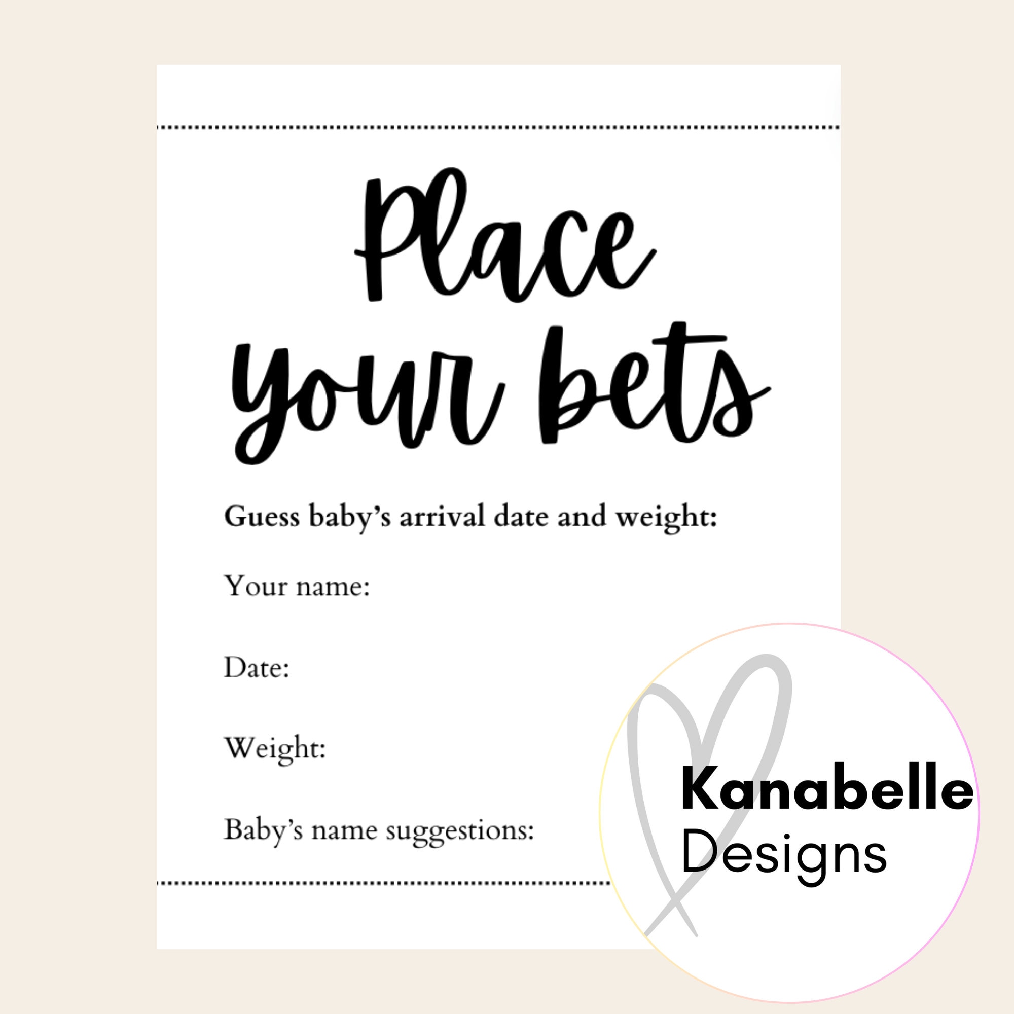 Printable Baby Shower Game: Guess the Date & Weight - Etsy