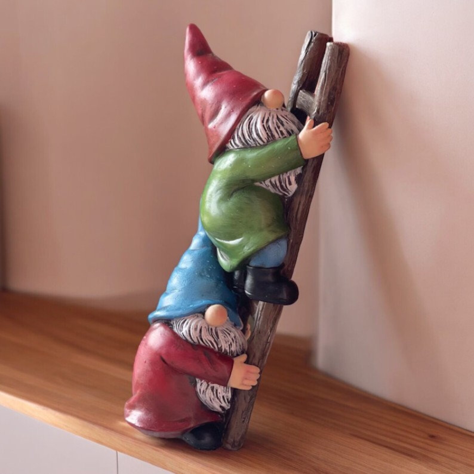 Gnomes Elf Climbing Ladder Tree Face Resin Tree Hugger Fairy Dwarf Tree ...