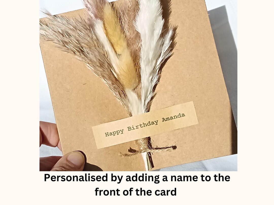 Bouquet Card Mini Dried Bouquet Greeting Card Dried Flower Card Dry ...