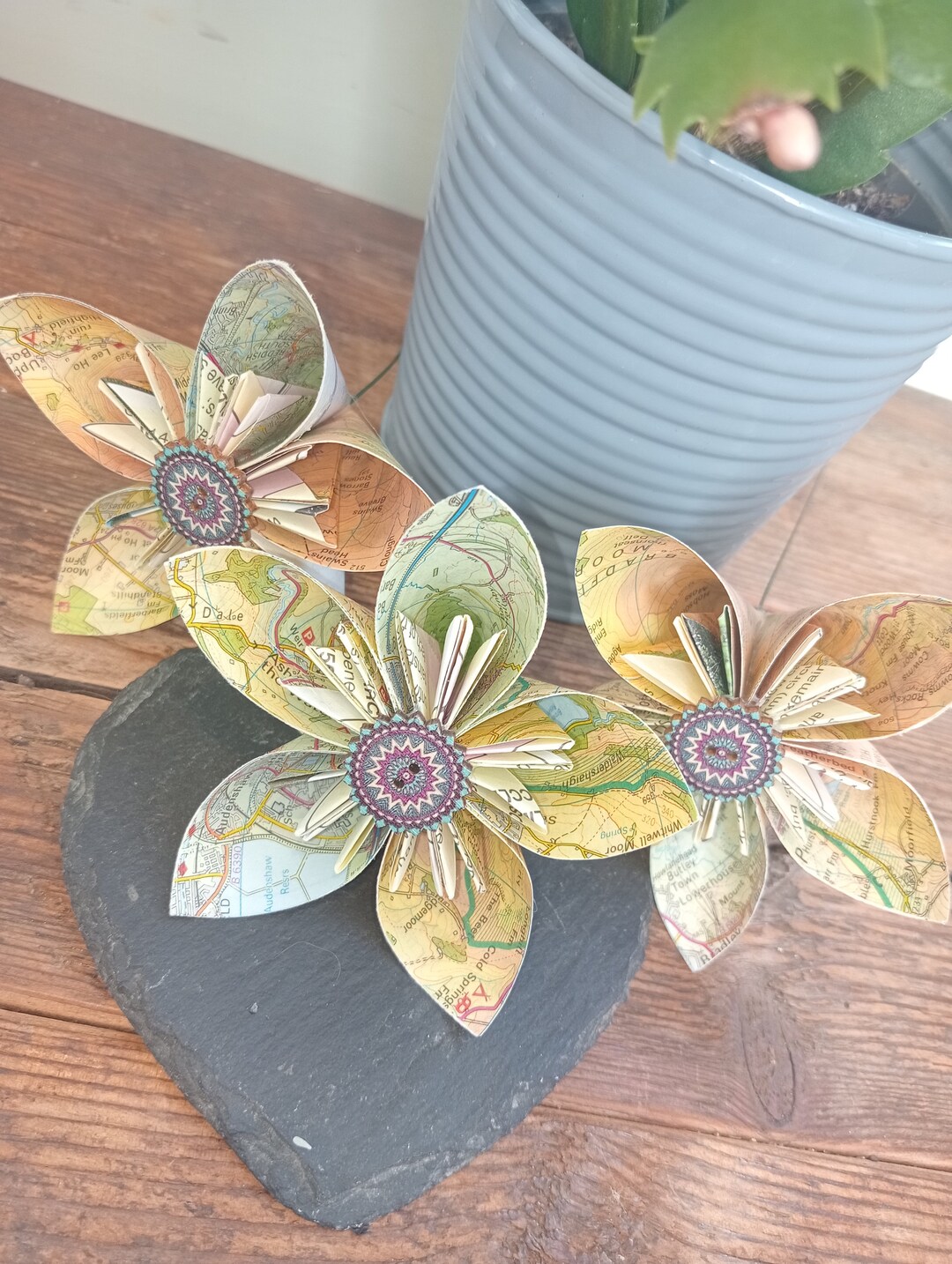 Where We Met Map Paper Flowers Map Custom Made With Your Special ...