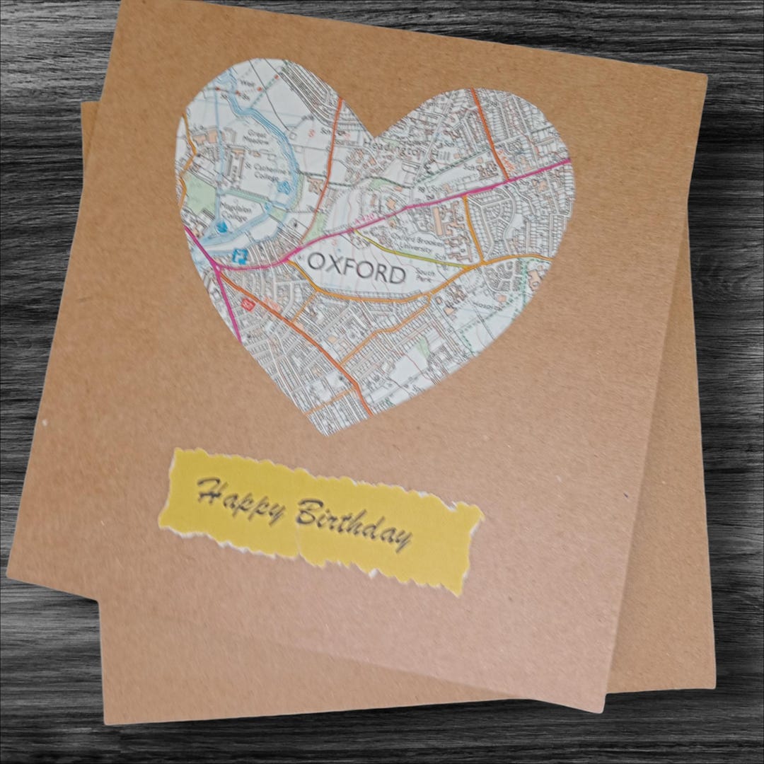 Personalised Map Card Birthday Map Card Map Heart Location Map Location ...