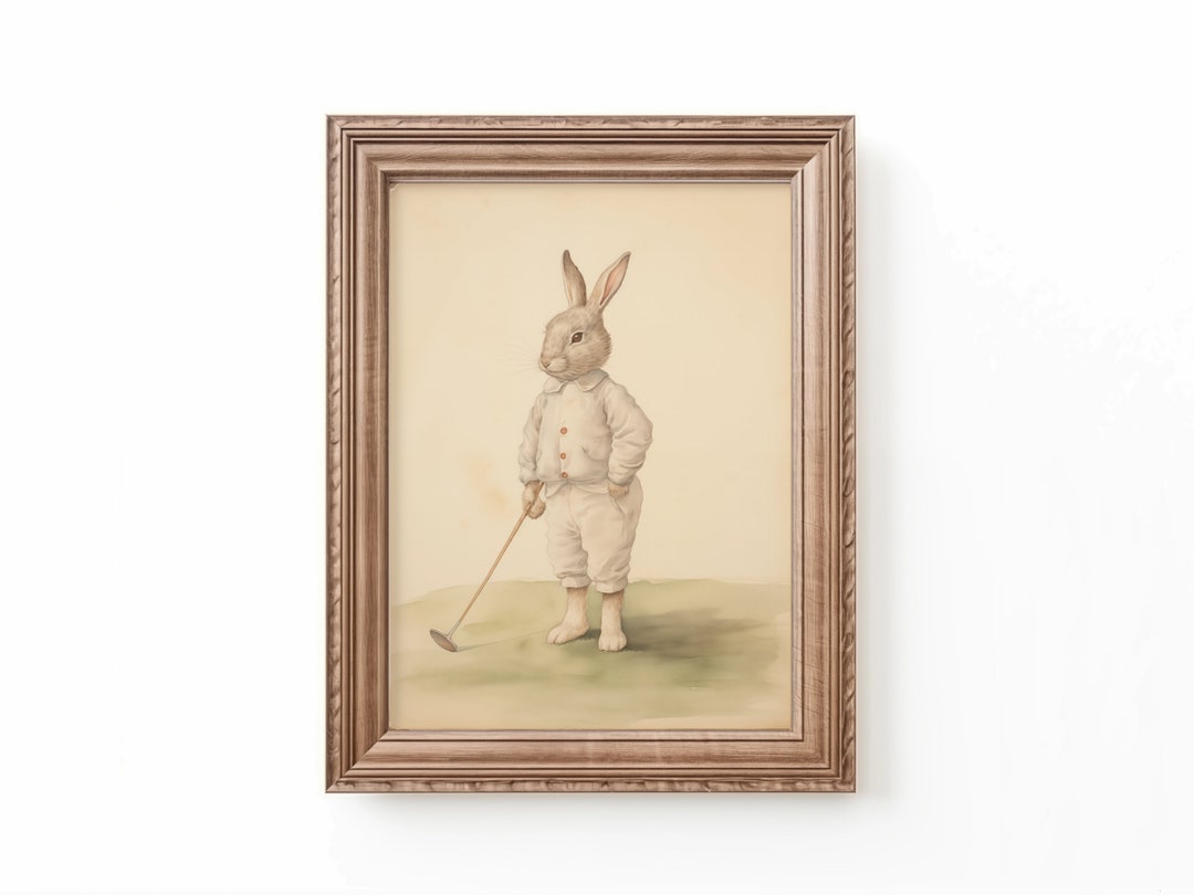 Rabbit Playing Golf Art Print, Nursery Golf Theme Decor, Golfer Nursery ...