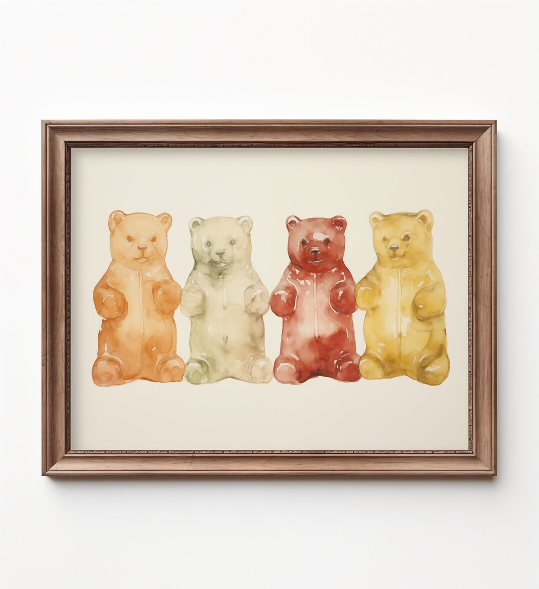 Gummy Bear Watercolor Art Print: Vintage Nursery Candy Decor (digital ...