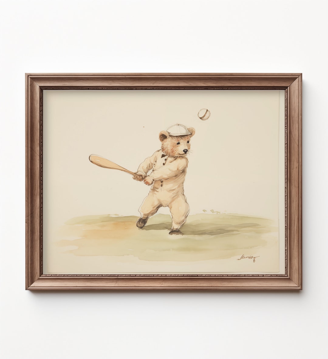 Bear Playing Baseball Nursery Decor, Baseball Nursery Art, Bear Nursery ...