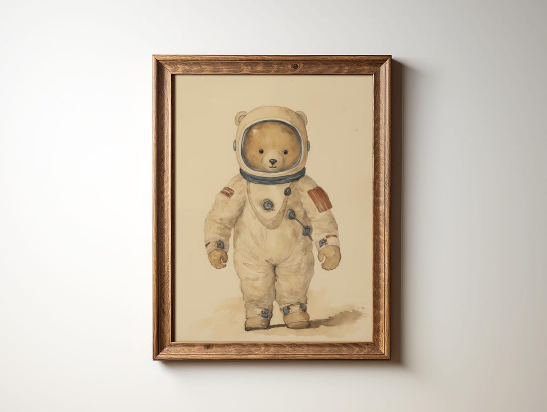 Teddy Bear Astronaut Nursery Decor Space Kids Room Art NASA Print ...