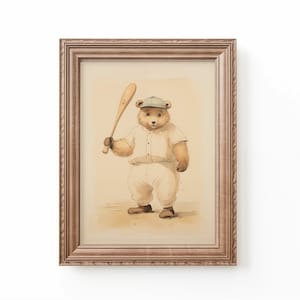 Bear Playing Baseball Nursery Decor, Baseball Nursery Art, Bear Nursery ...